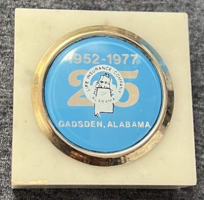1952 to 1977 Life Insurance Of Alabama Marble Paperweight 2” x 2 ...