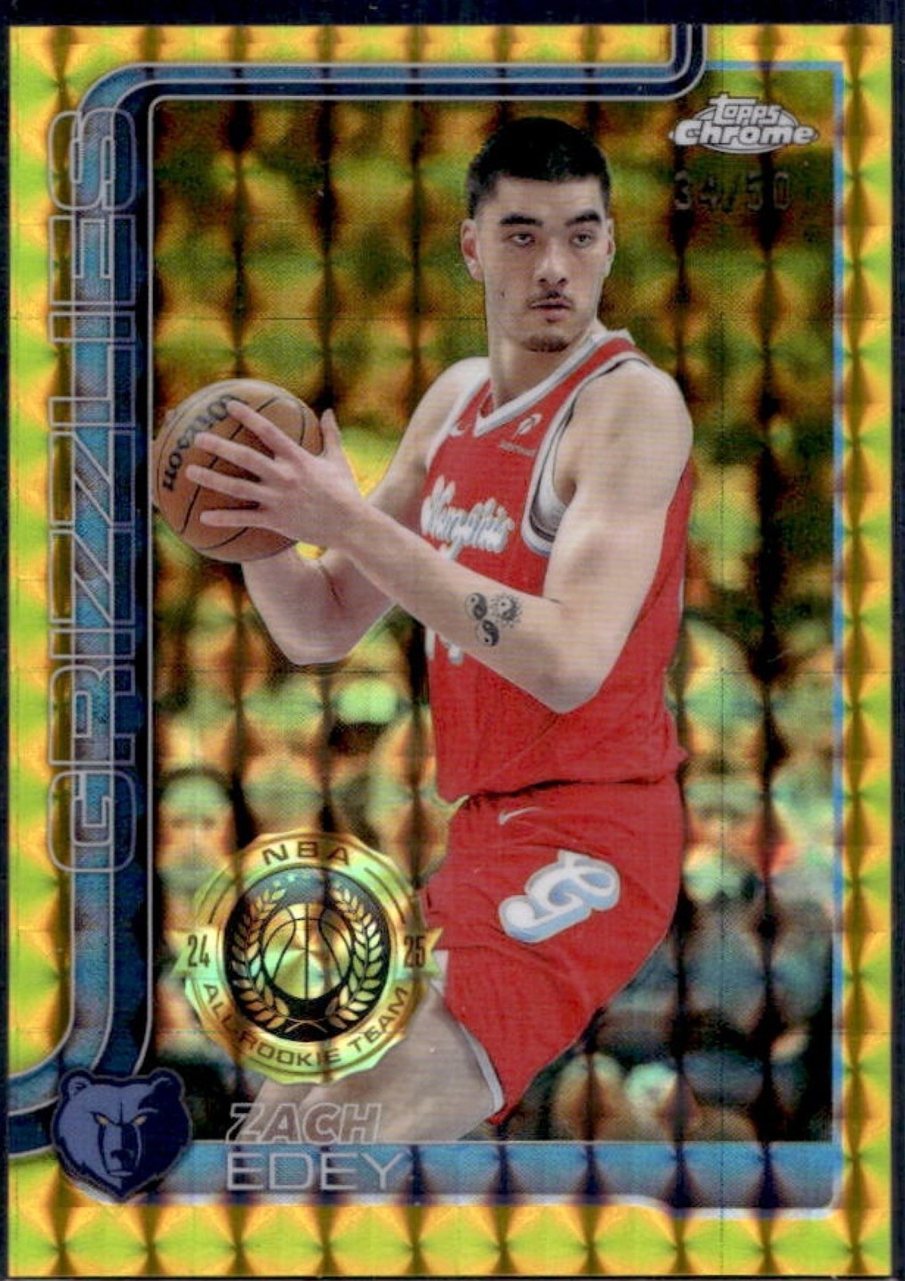 2025-26 Topps Chrome - Zach Edey #128 Gold Geometric Refractor /50 for ...