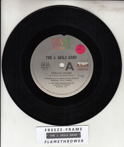 THE J. GEILS BAND Freeze Frame 7" 45 rpm vinyl record + juke box title ...