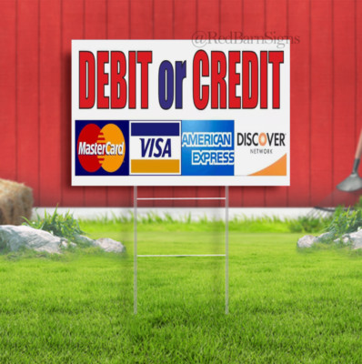 Credit Debit Card Accepted Advertising Yard Sign pay bank cash pawn | eBay
