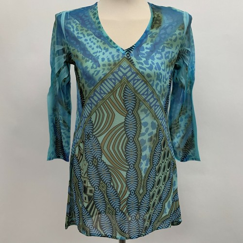 Daniel Benjamin Women's Top Small Blue Green Multi-colored Floral | eBay UK