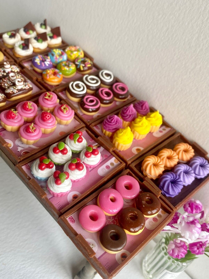 1:12 miniature handmade bakery store dessert cupcake cookies donuts ...