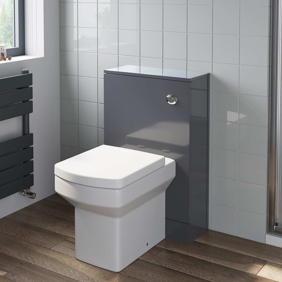 Bathroom Furniture Basin Vanity Toilet WC Unit Tall Cabinet Gloss Grey ...