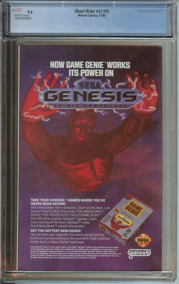 GHOST RIDER #V2 #31 CGC 9.6 WHITE PAGES // ANDY/JOE KUBERT COVER/ART ...