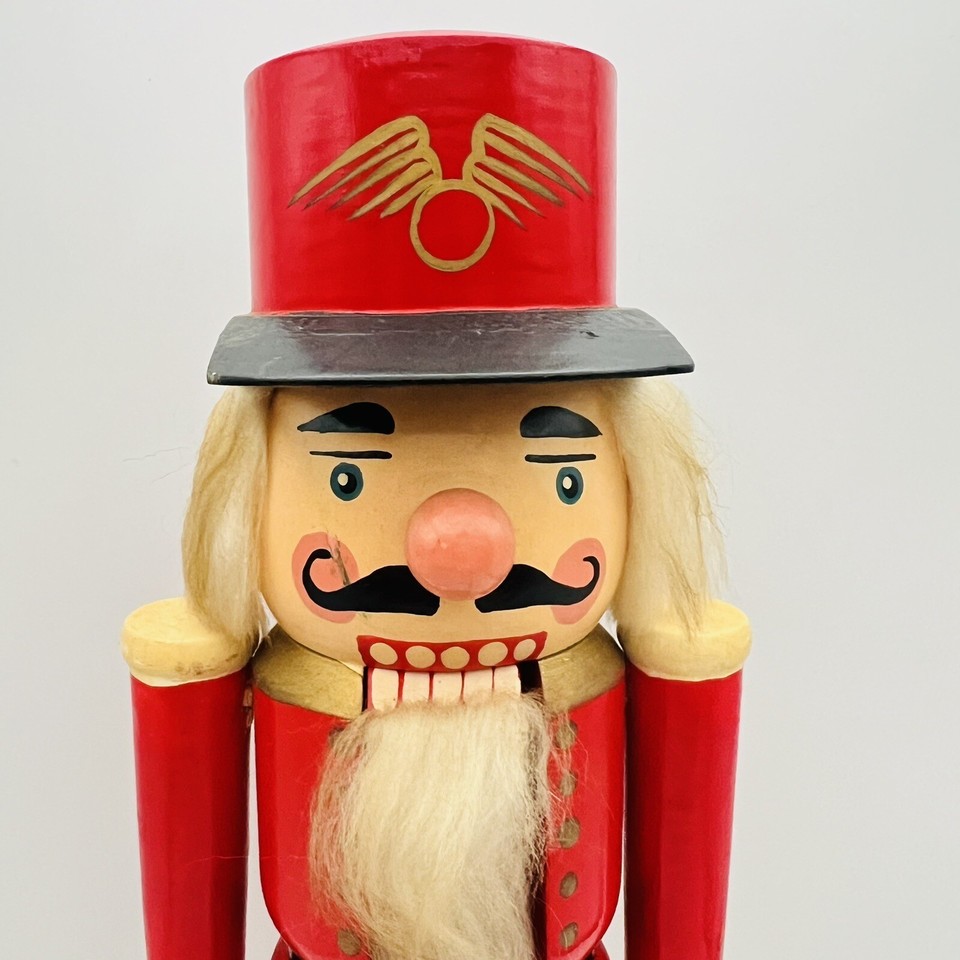 Vintage Wooden Nutcracker Christmas Soldier Red uniform with beard 13 ...
