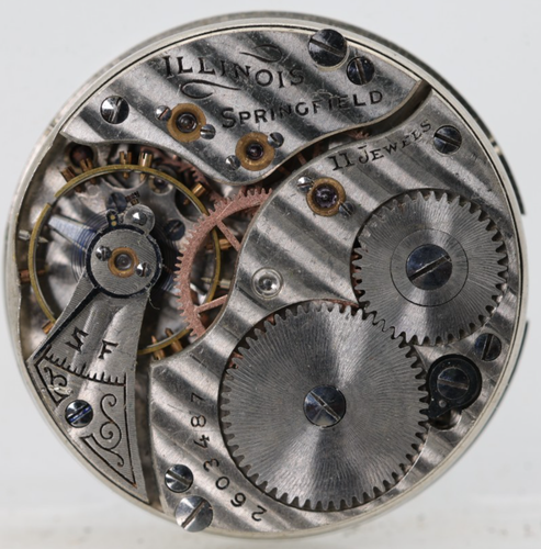 ILLINOIS 0s 11j 2603487, GRADE 33, POCKET WATCH MOVEMENT FOR REPAIR (NA ...