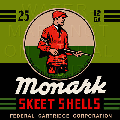 Reproduction Vintage Monark Skeet Shells Shotgun Shell Box Label Canvas ...