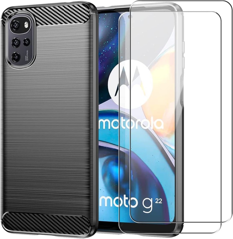 For Motorola Moto G84 Case Shockproof Carbon Tpu Cover + Tempered Glass ...