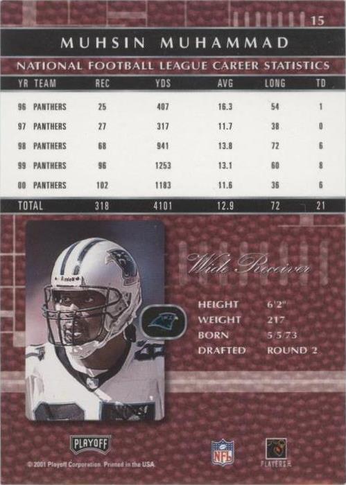 2001 Playoff Absolute Memorabilia Muhsin Muhammad #15 for sale | eBay