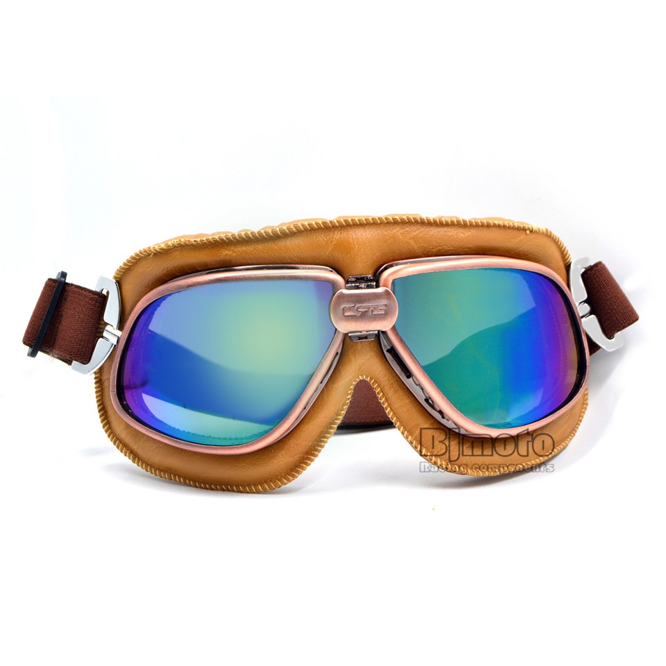 Aviator Pilot Cruiser Motorcycle Goggles Eyewear Retro Off Road Helmet ...