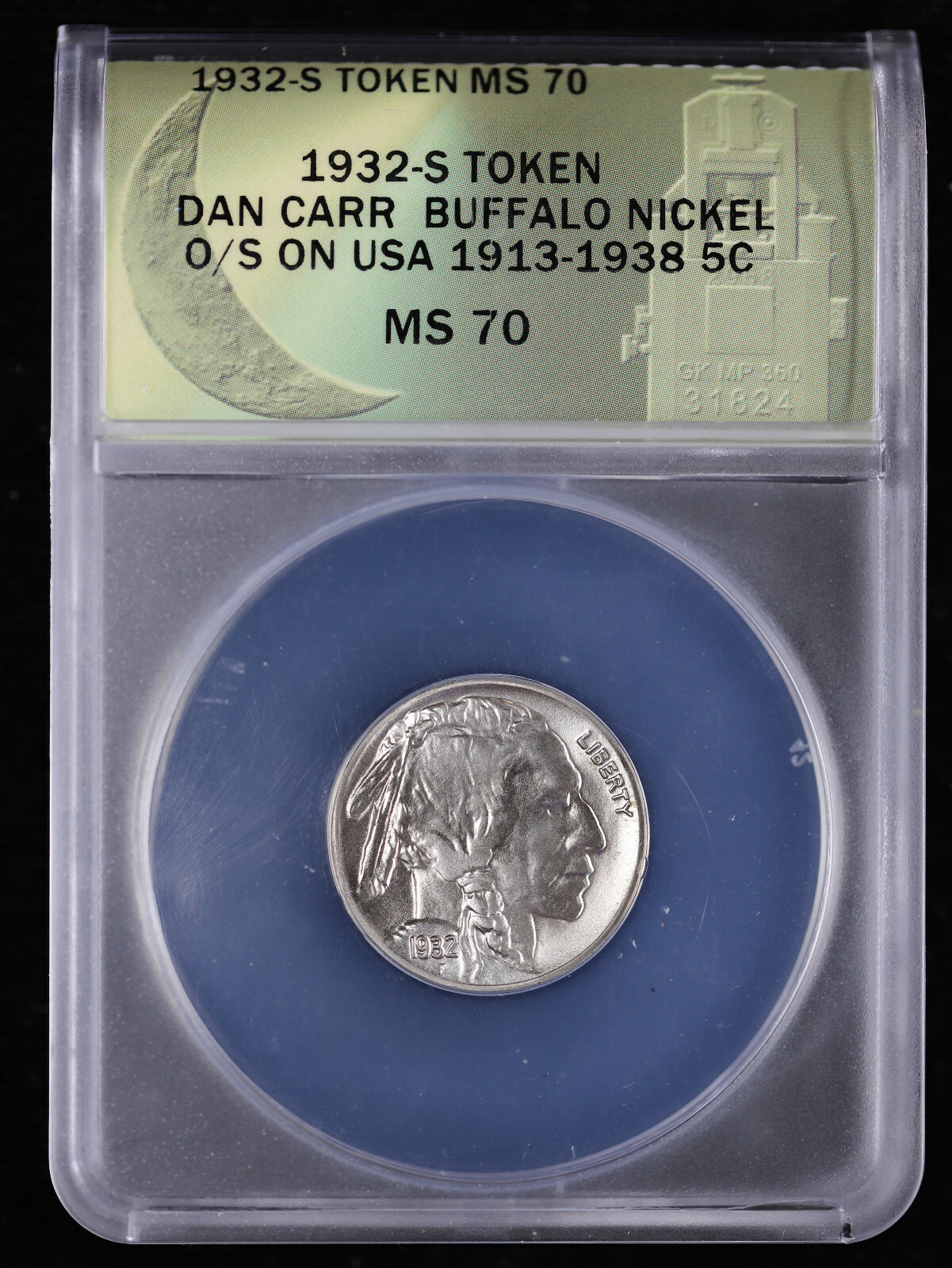 1932 S Dan Carr Token Buffalo Nickel Overstrike on USA 1913-1938 5c ...