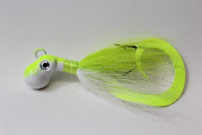 Octopus Bucktail Jig Chartreuse Curly Tail Cobia Grouper Saltwater Surf ...