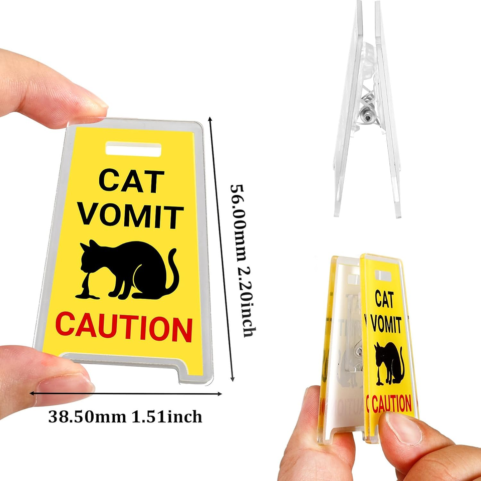 Funny Cat Vomit Caution Sign, Cat Decor for Cat Lovers Mom Dad Owner ...