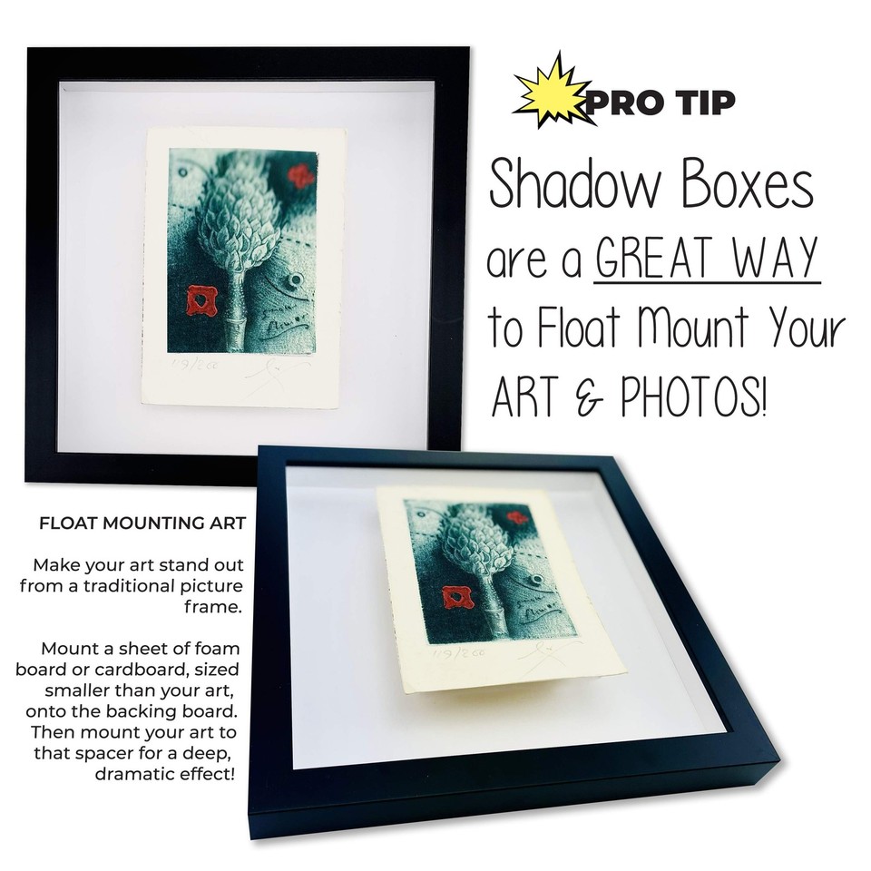 Charcoal 16x20 Wood Shadow Box With Gold Acid-Free Backing 5/8 Usable ...