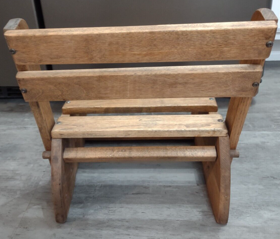 Vintage Children's Wooden Chair Step Stool Combo Sit and Stand | eBay