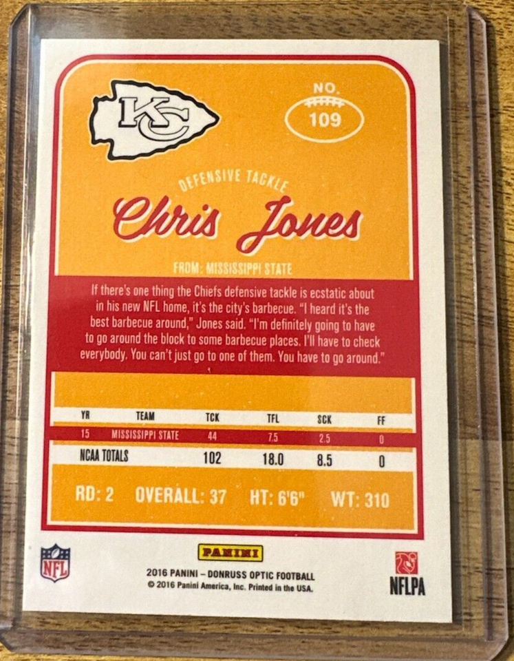 2016 Panini Optic - Kansas City Chiefs Chris Jones Rookie Card (RC) | eBay