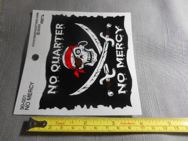 NO QUARTER MERCY Pirate Skull 4.75" Vinyl Decal Sticker Indoors ...