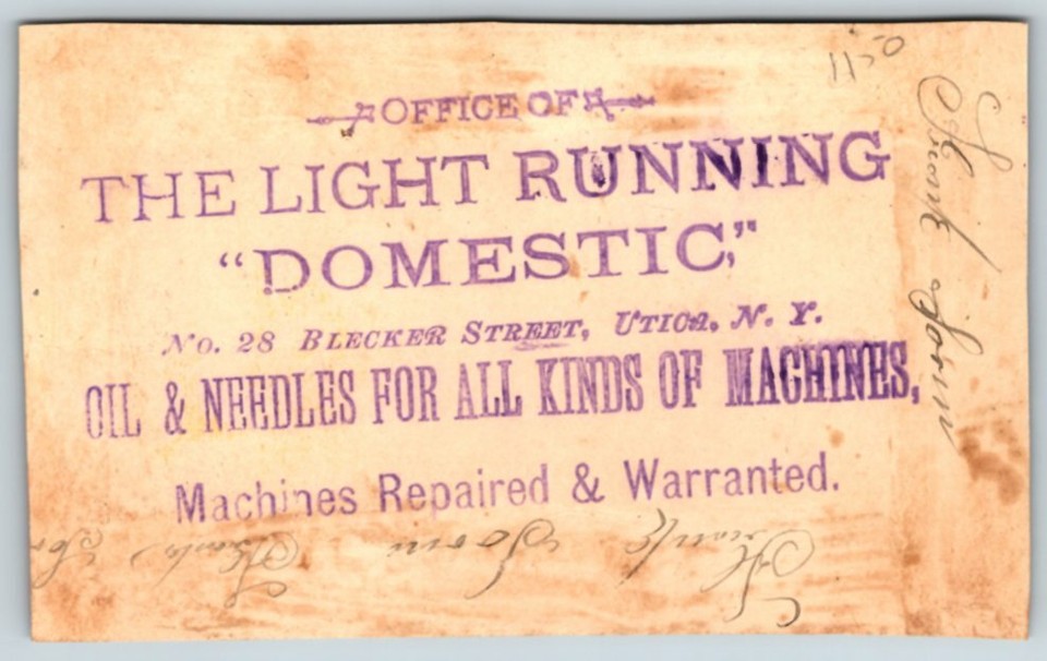 DOMESTIC SEWING MACHINE Co NY Carriage Ride Utica Old Trade Card | eBay