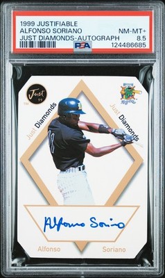 1999 JUSTIFIABLE JUST DIAMONDS-AUTO ALFONSO SORIANO 46/100 PSA 8.5 AUTO ...