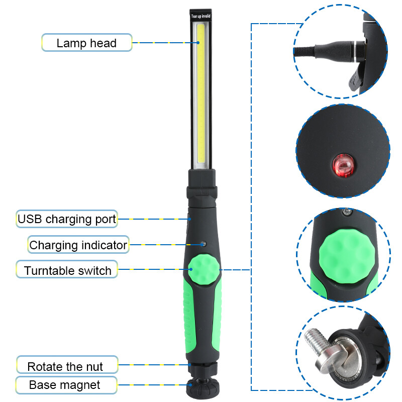 USB Rechargeable Magnetic Slim Bar Folding LED Work/Shop/Auto Light ...