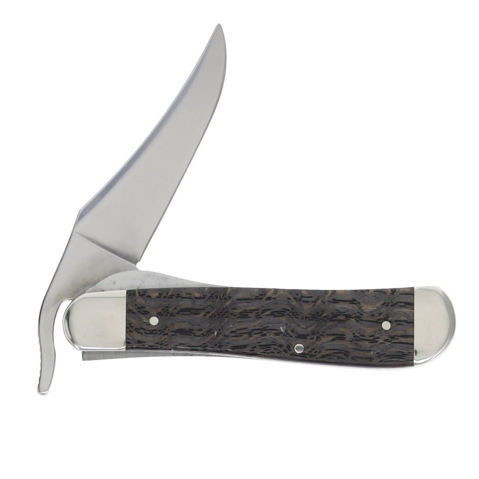 Case XX First Production Run Black Curly Oak Wood RussLock Knife 94002 ...