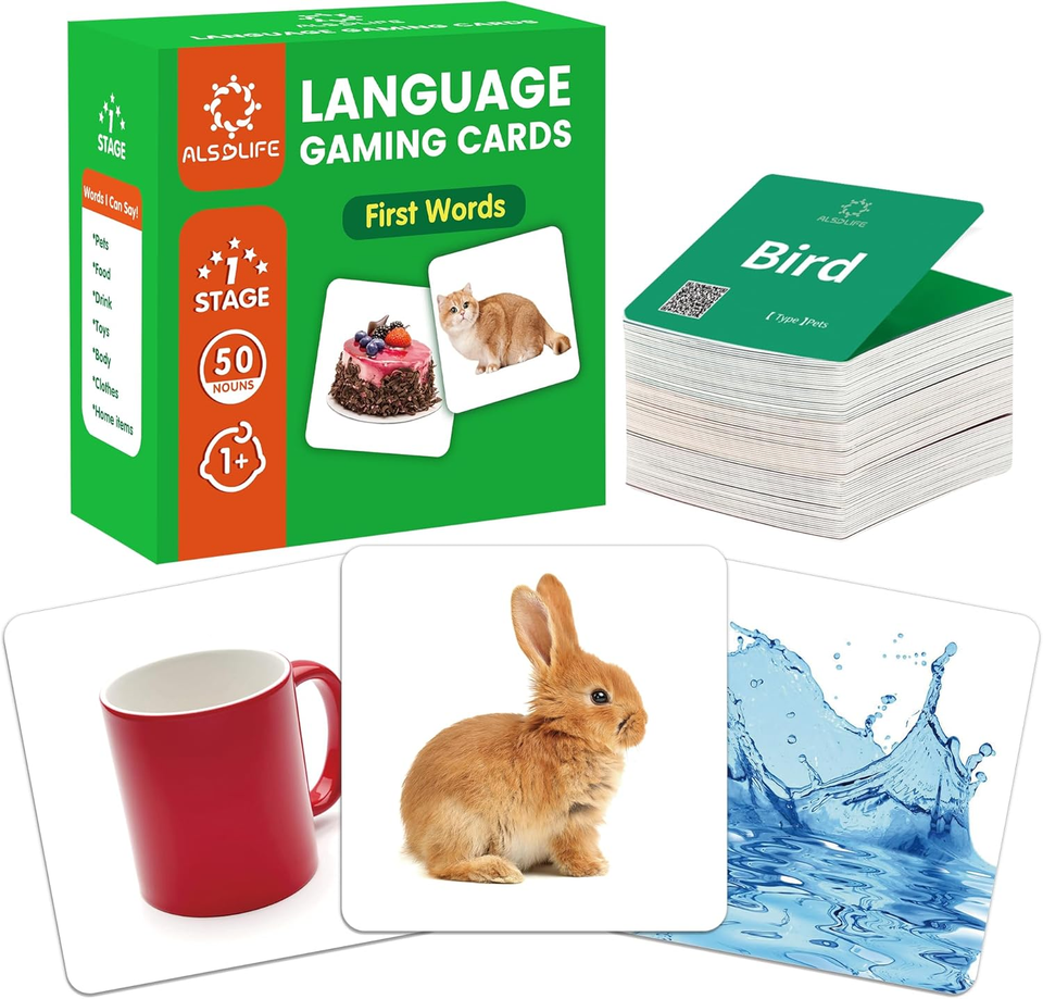 50 First Words Flash Cards for Baby with Fun Videos| Extra Thick ...