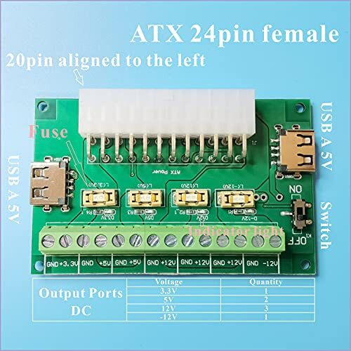 PSU Breakout Board ATX Power Supply DC 12V 5V 3.3V Splitter Module ...