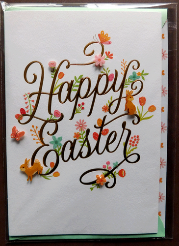 Happy Easter Greeting Card, NEW, Hallmark, Signature, Bunnies, Flowers ...