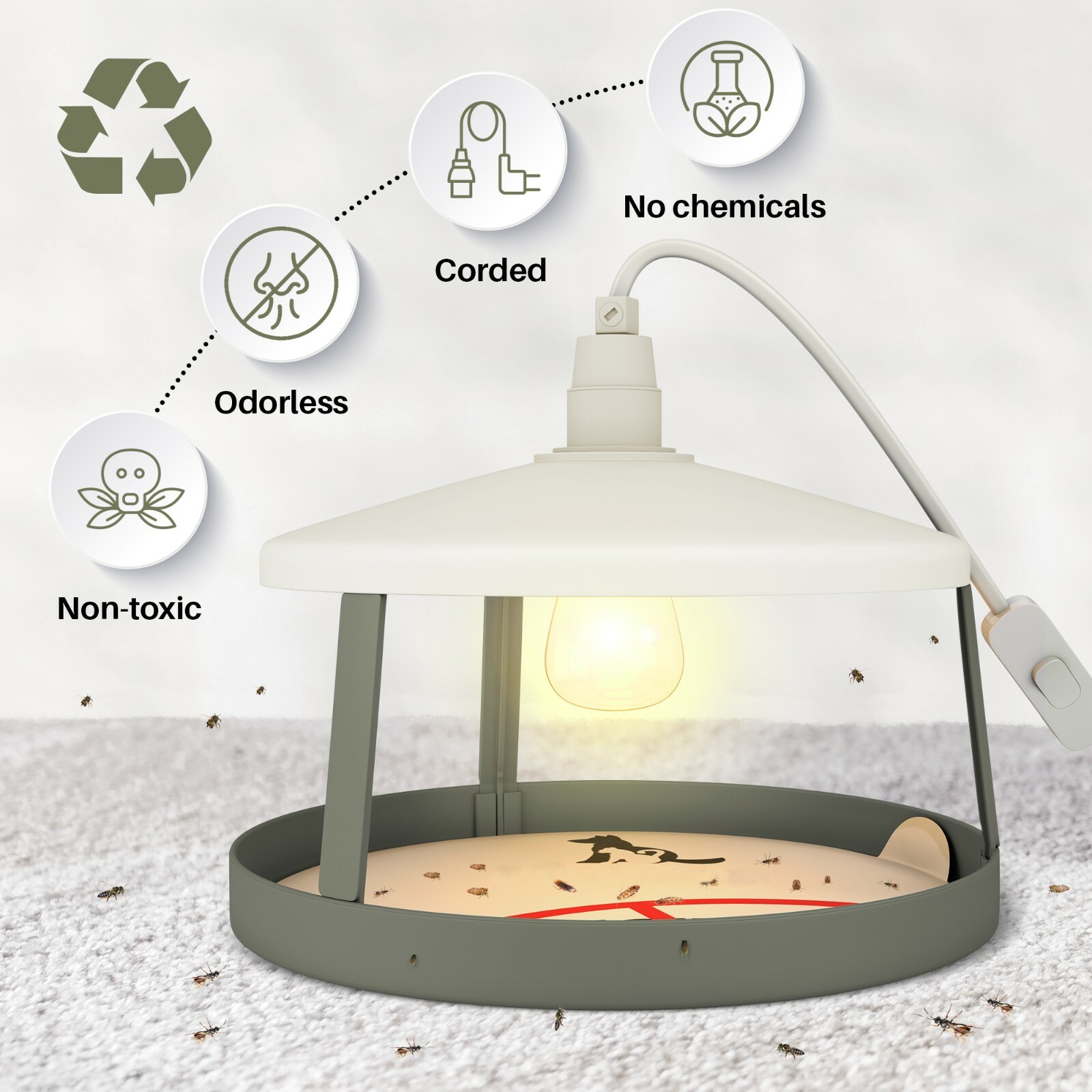 Flea Trap Killer Lamp Light Electric x2 Home Pest Control Sticky Pads ...