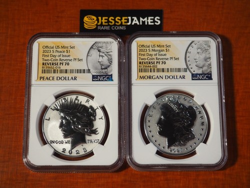 2023 S REVERSE PROOF SILVER PEACE & MORGAN DOLLAR NGC PF70 FIRST DAY ...