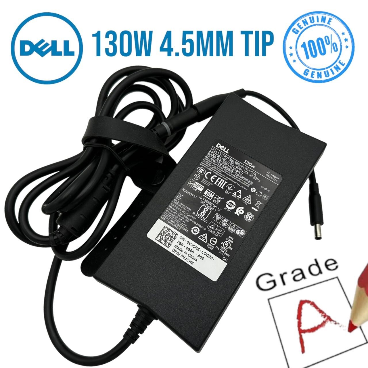 Lot 5 Geniune Dell 130W AC Adapter Charger 4.5mm TIP Precision 5510 ...