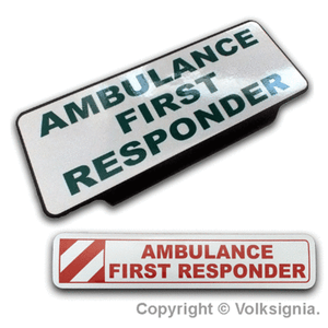 Ambulance First Responder Sun Visor sign Green Text on White with rear ...