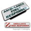 Ambulance First Responder Sun Visor sign Green Text on White with rear ...