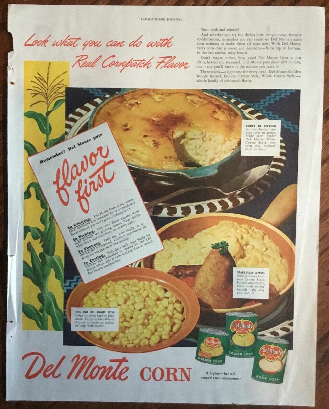 Del Monte corn advert 1945 vintage magazine print 1940s retro food ...