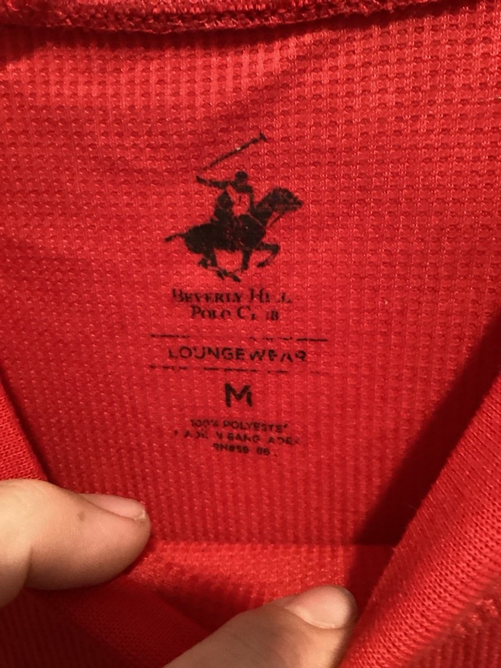 Men’s Beverly Hills Polo Club Red Long Sleeve Thermal Shirt Size Medium ...