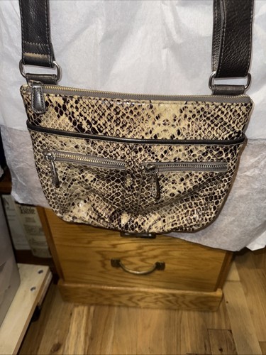 BRIGHTON ZOE PYTHON Snake skin look leather pocket tote ORGANIZER ...