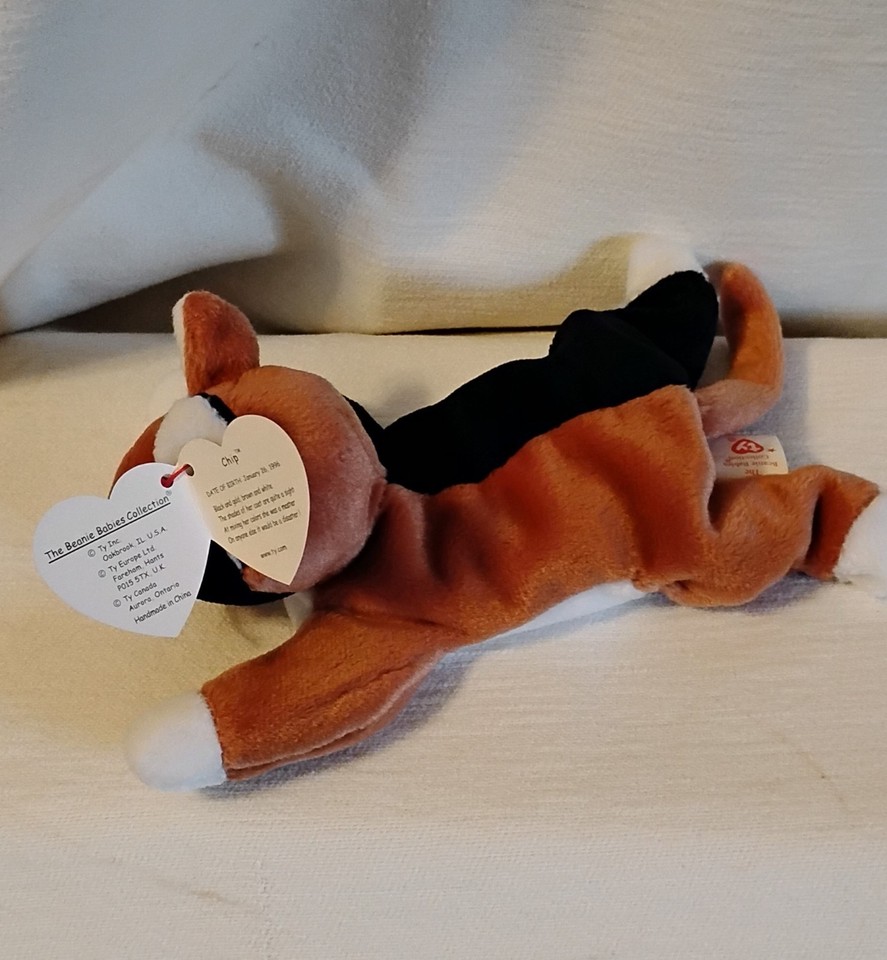 Ty Chip The Callico Cat Beanie Baby & Mc Donalds Teenie Beanie Baby w ...