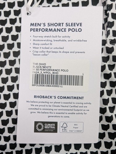 Rhoback Polo Shirt Men's Large Ohio All Over Print State Outline Golf ...