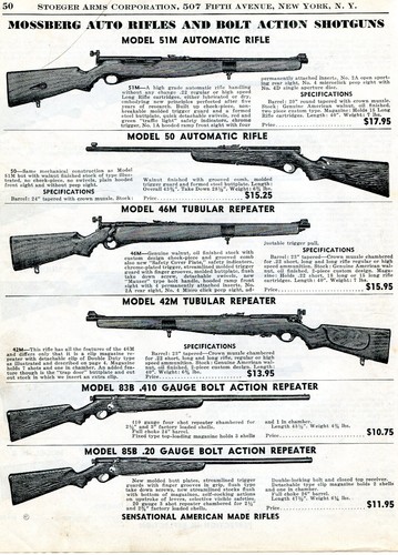 1941 Print Ad of Mossberg 51M 50 46M 42M Auto Rifle, 83B 85B Bolt ...