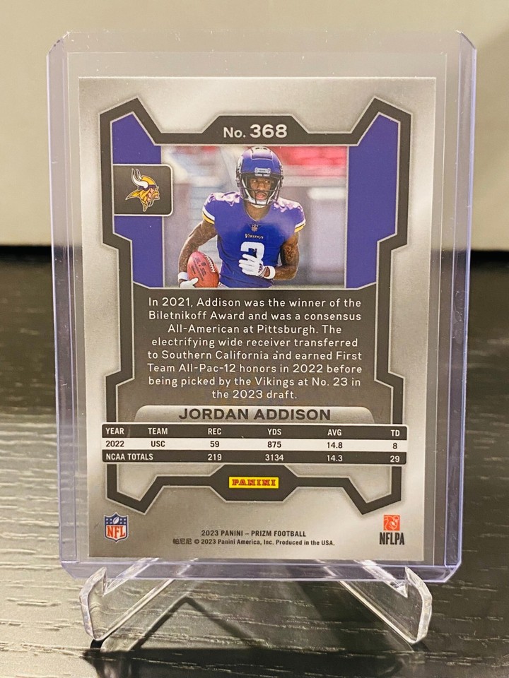 2023 Panini Prizm Jordan Addison Rookie Card #368 Minnesota Vikings RC ...