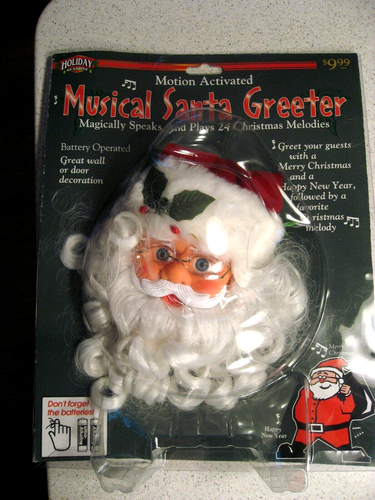 Vtg NOS Holiday Seasons Motion Activated Musical Santa Greeter Speaks ...
