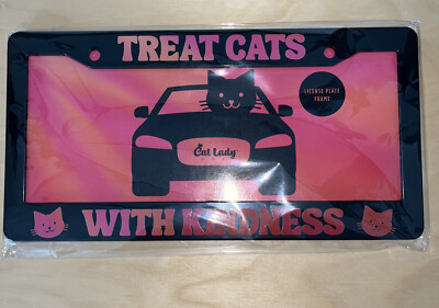 Cat Lady Box License Plate Frame Treat Cats With Kindness | eBay