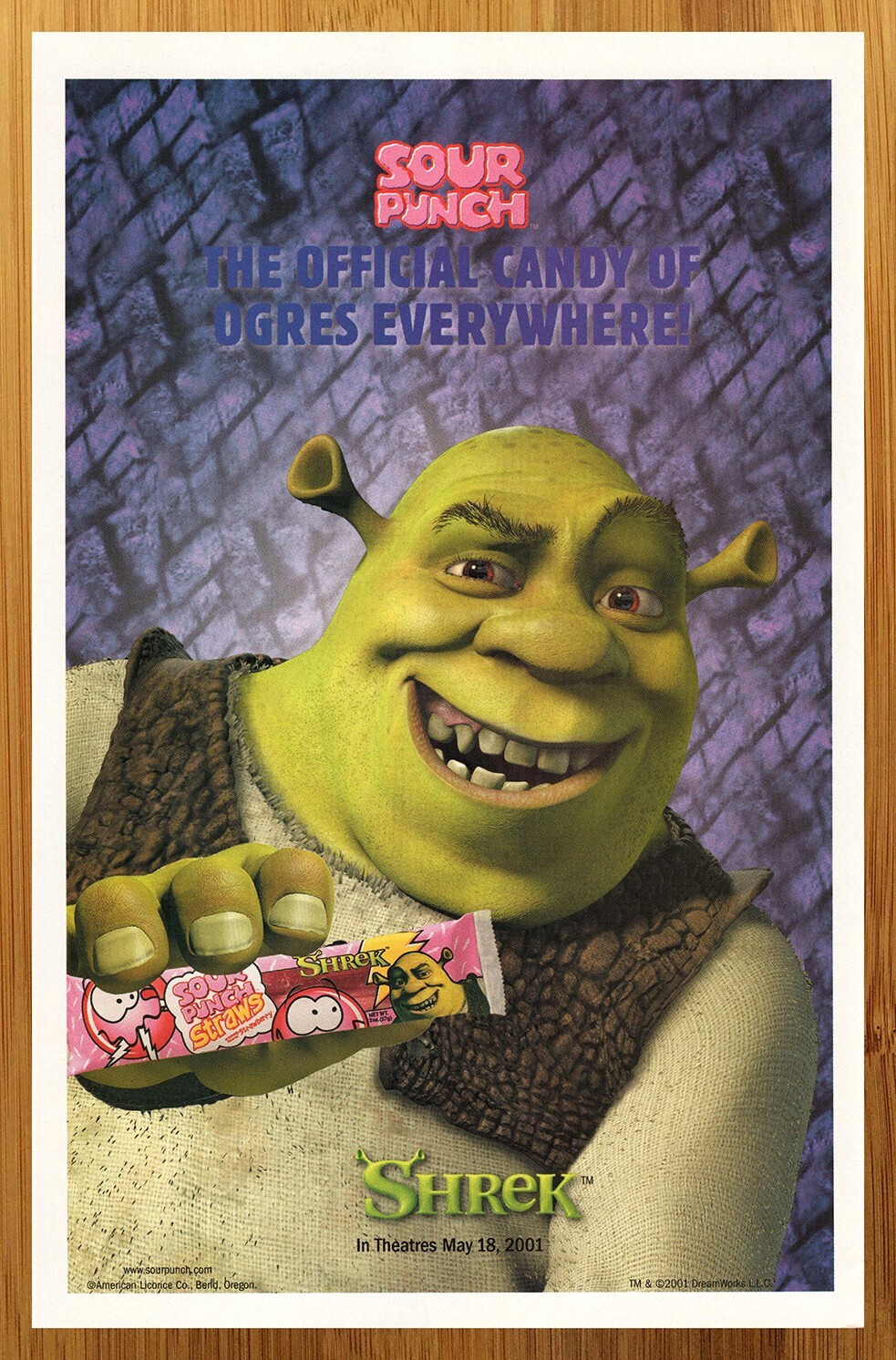 2001 Sour Punch Straws Candy Vintage Print Ad/Poster Shrek Movie Promo ...