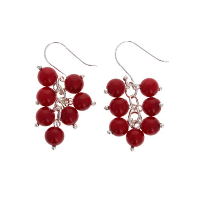 Red Stone Sterling Silver Dangle Earrings 6mm Beads Polished Beads | eBay