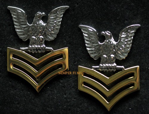 FIRST CLASS PETTY OFFICER E6 1ST PO1 EPAULET COAT GOLD L/R BADGE PIN UP ...