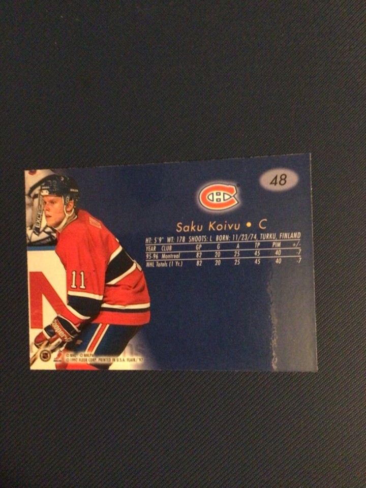 1996-97 Flair Saku Koivu Embossed Card | eBay