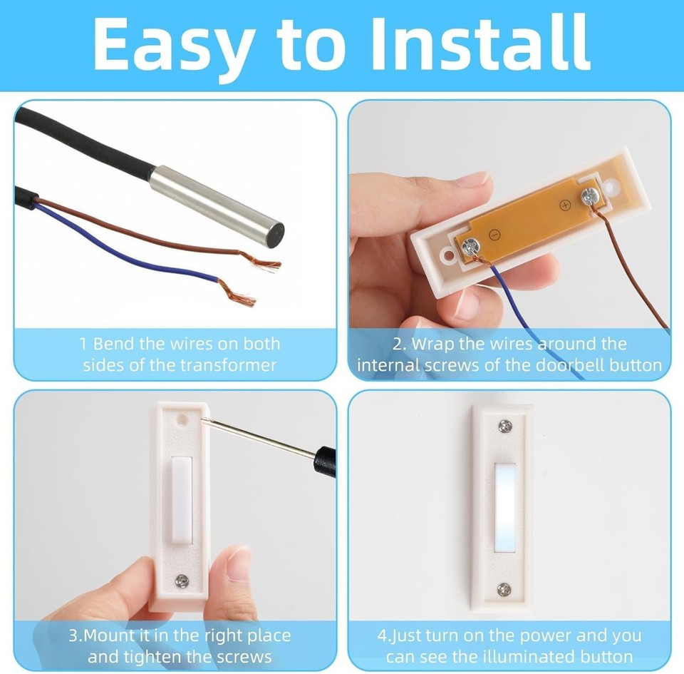 2Pack Door Bell Buttons Wired, Wired Door Bell Push Buttons LED Door ...