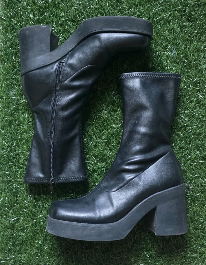 Steve Madden Square Toe Klayton Platform Black Boots BootieWomen's 9.5 ...