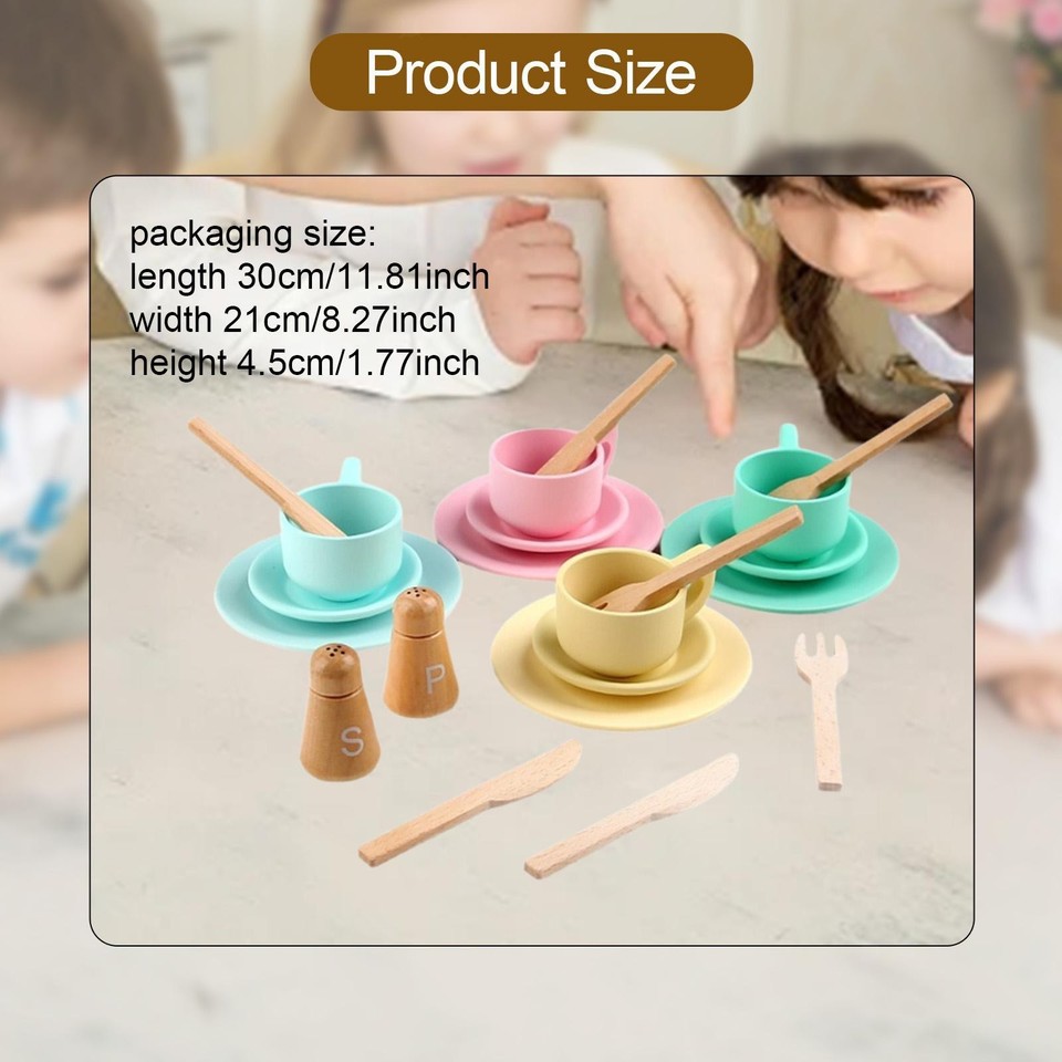 Wooden Toy Plates Dishes Tableware Toy Play Dishes for Kids | eBay UK