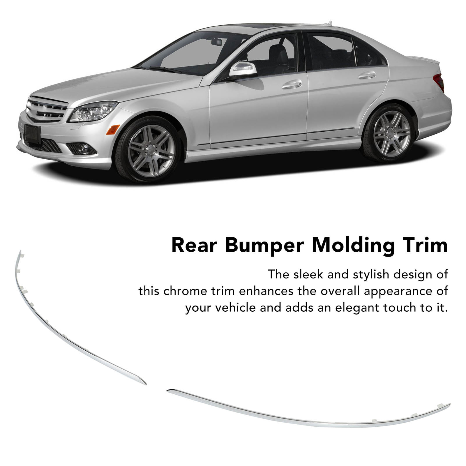 *Pair Of Rear Bumper Molding Trim ABS Chrome 2048851021 For C230 C300 ...